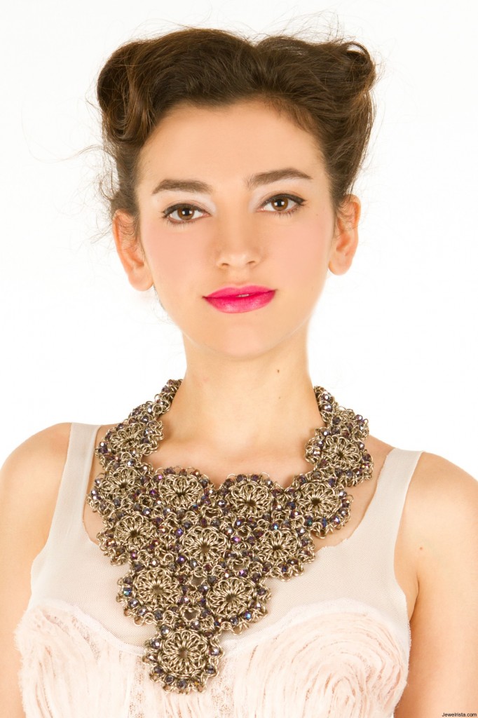 Dramatic Chainmaille Floral Bib Necklace by Maria Pryor - Jewelrista